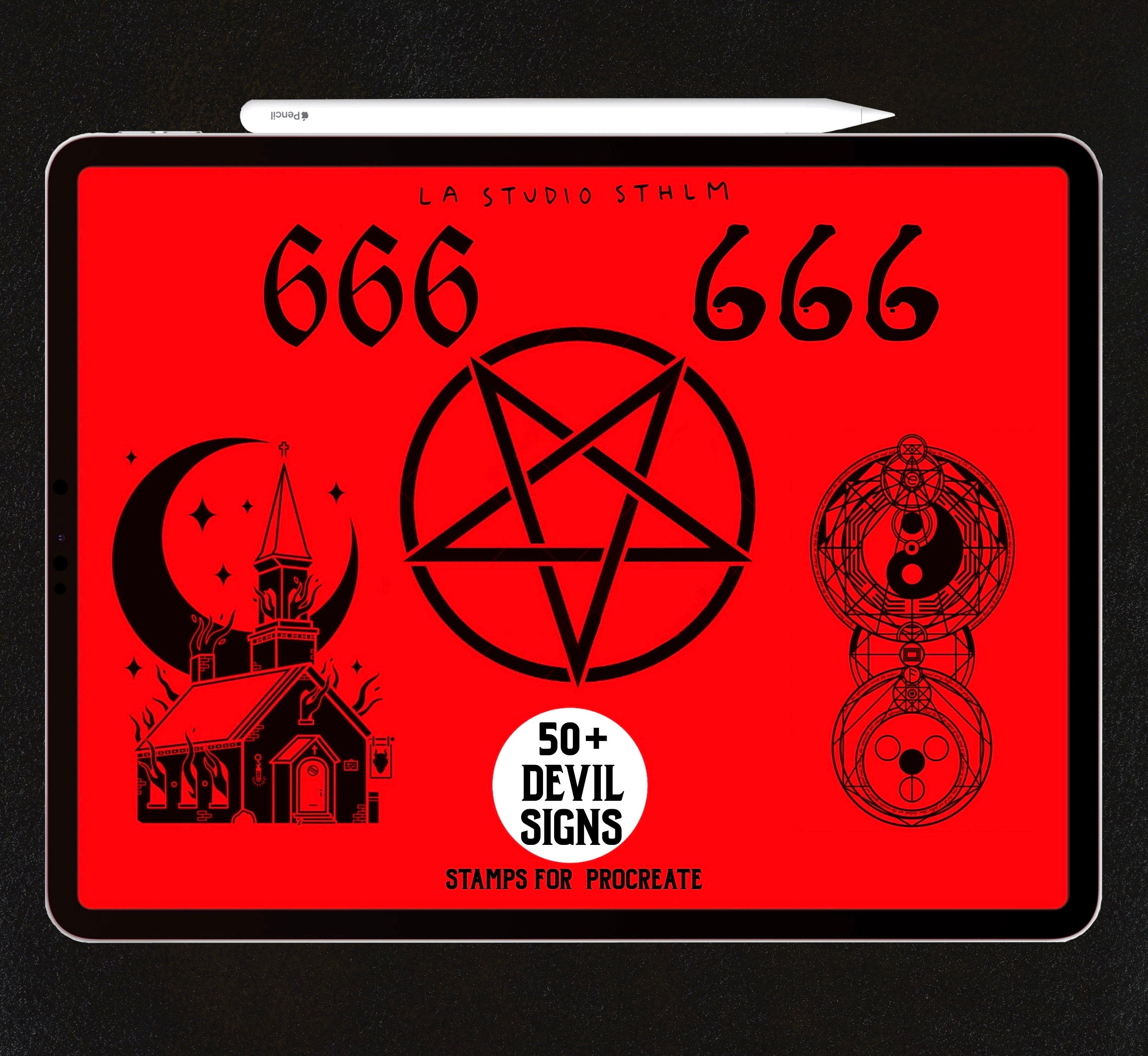 Devil Signs - Procreate Tattoo Stamp Set - Etsy