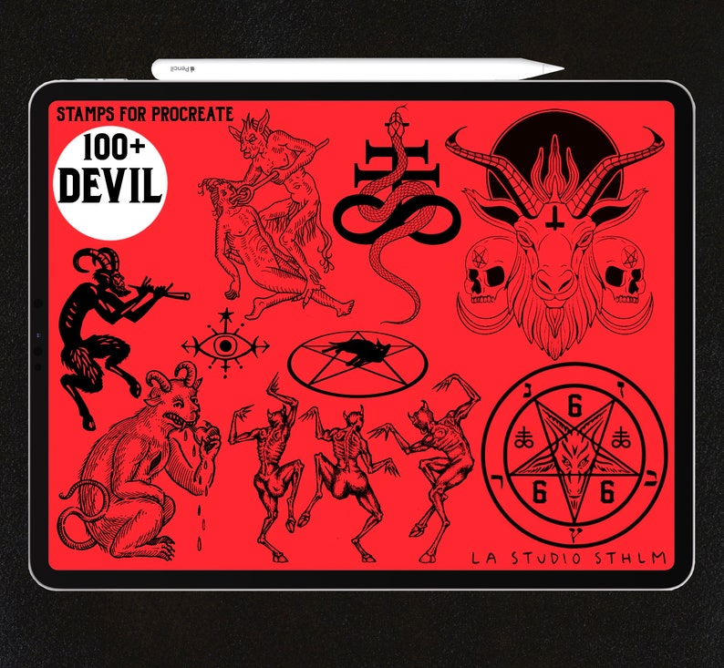 Devil - Procreate Tattoo Stamp Brush Set - Etsy