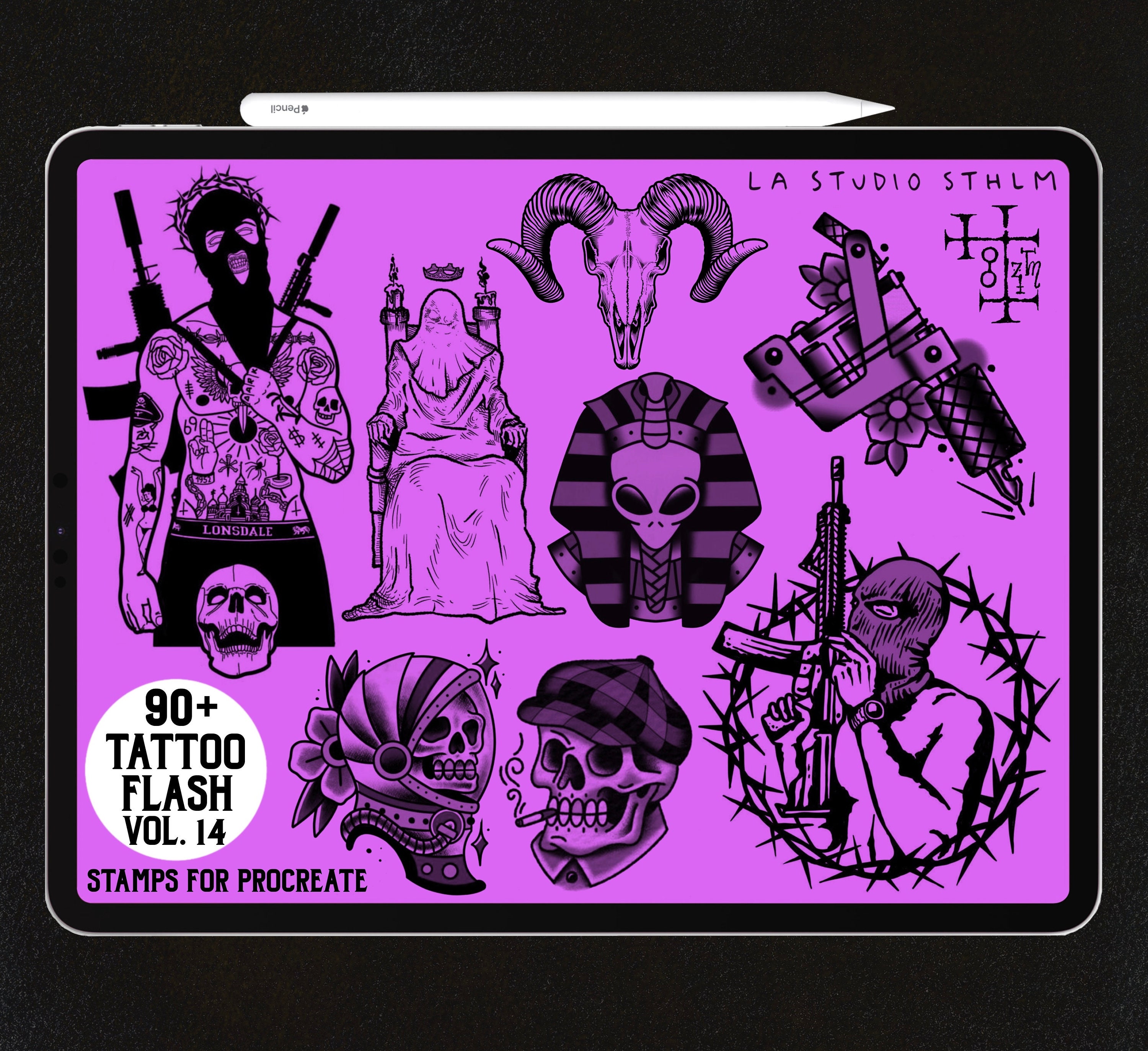 Tattoo Flash Stamp Set Vol. 14 - Procreate Tattoo Stamp Brush Set - Etsy