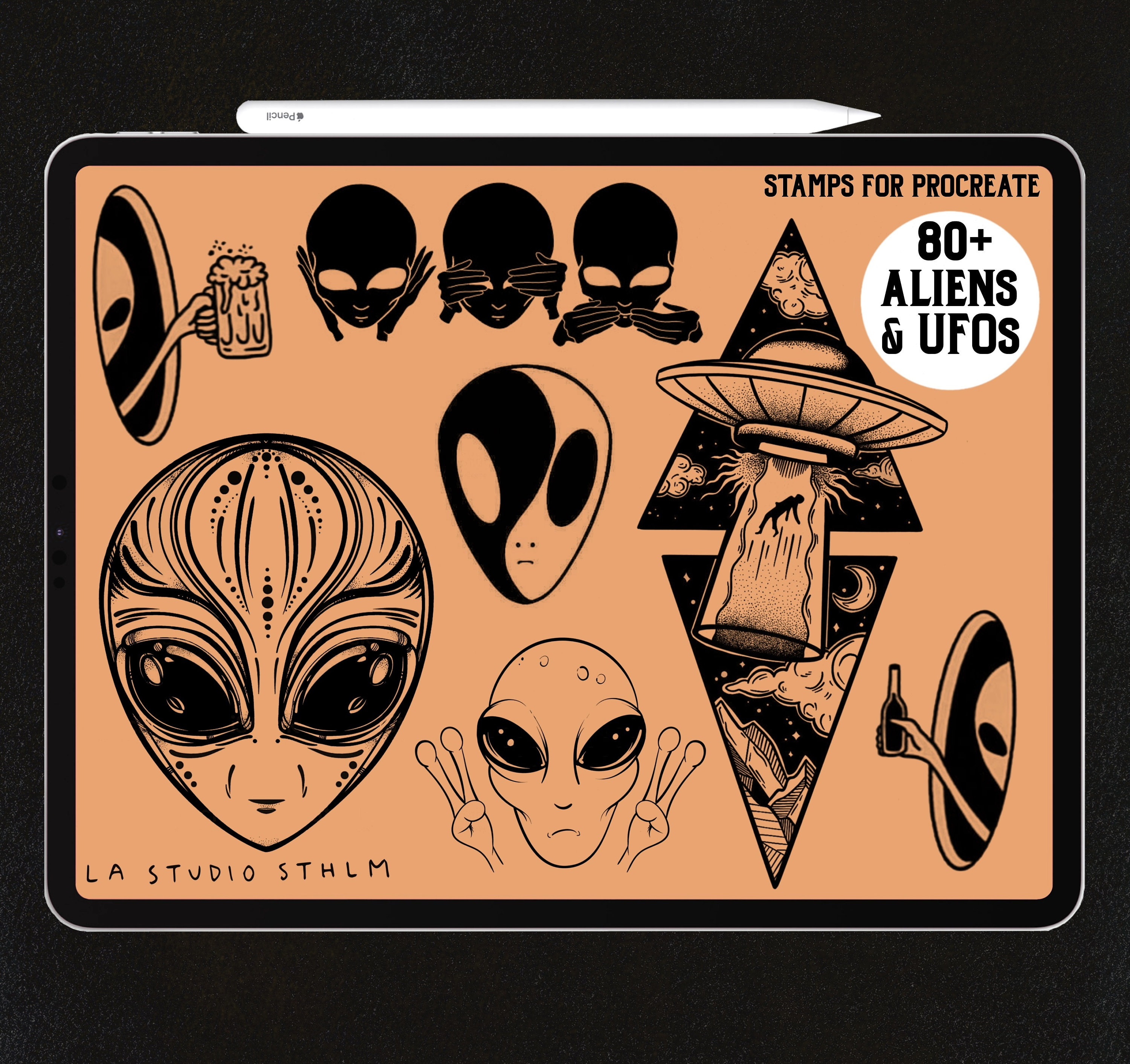 Aliens & Ufos - Procreate Tattoo Stamp Brush Set - Etsy