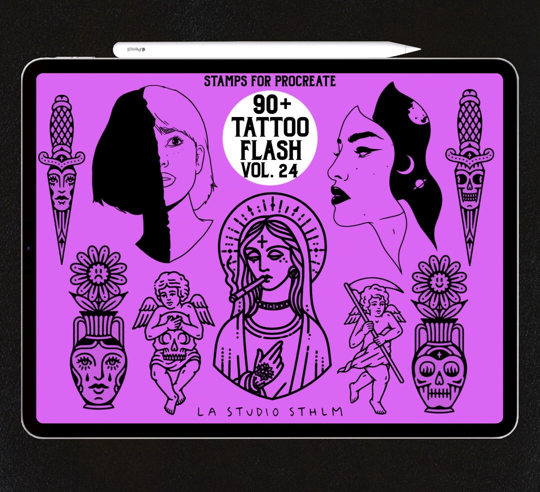 Tattoo Flash Stamp Set Vol. 24 - Procreate Tattoo Stamp Brush Set - Etsy