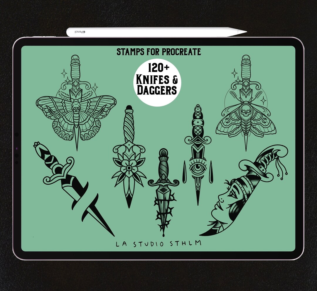 Knifes & Daggers - Procreate Tattoo Stamp Brush Set - Etsy