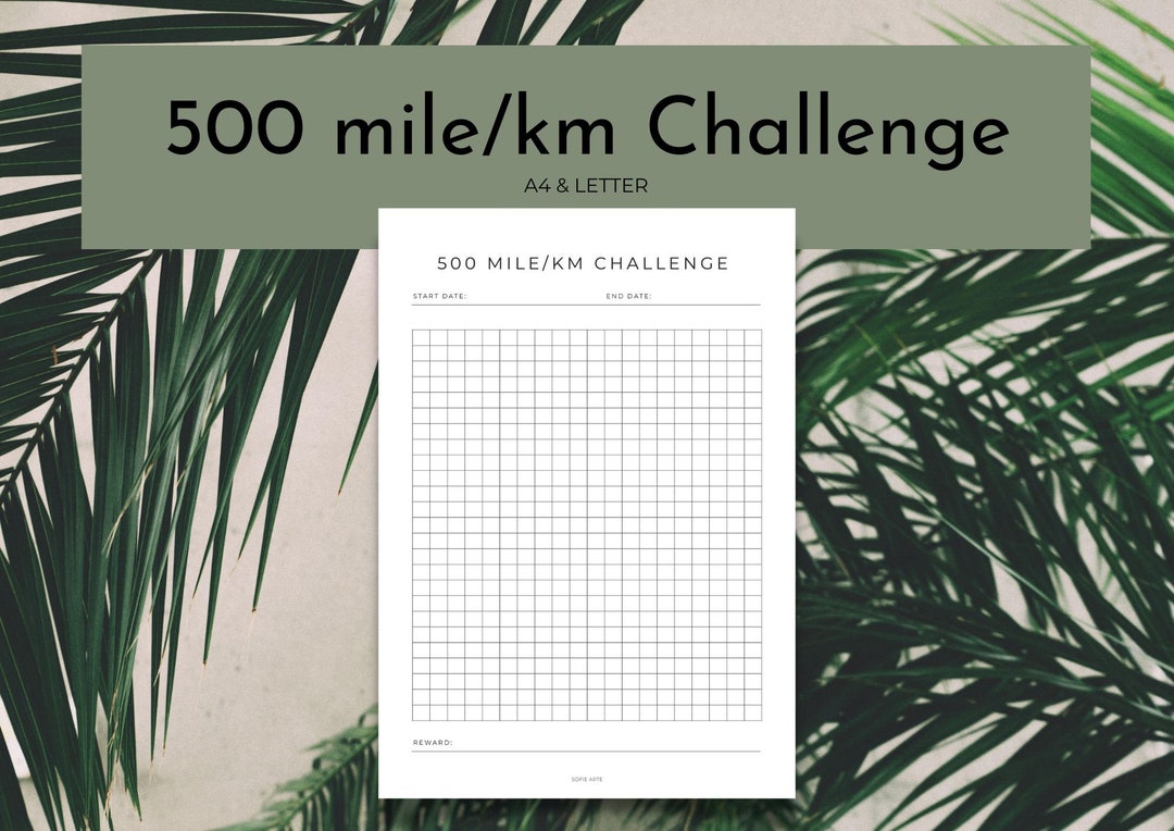 500 Mile/km Running/walking Challenge. Digital, Printable, Workout ...