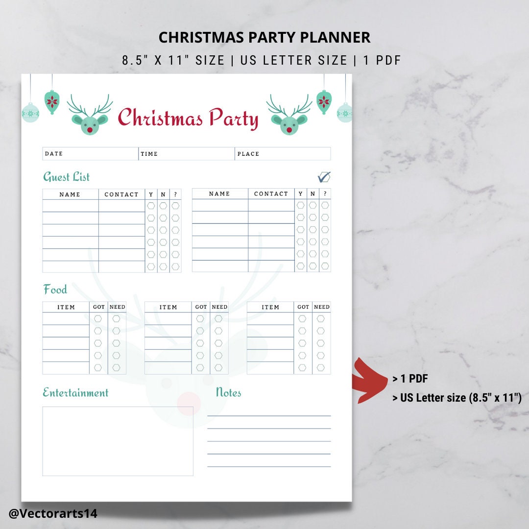 Christmas Party Planner Printable Christmas Planner - Etsy