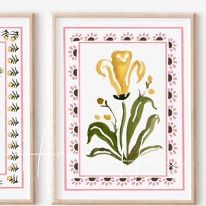 Spring Pink Floral Prints Set of 3 Wall Bundle Wall Art - Etsy
