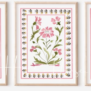 Spring Pink Floral Prints Set of 3 Wall Bundle Wall Art - Etsy