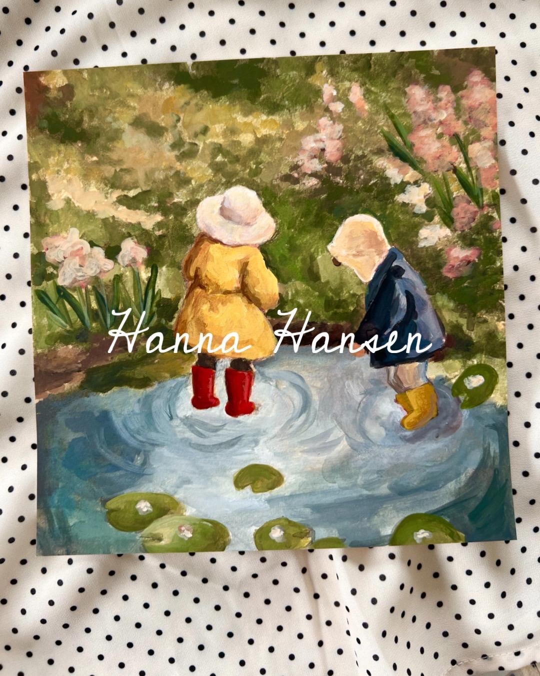 ORIGINAL Children in a Puddle Painting | Acrylic Painting | Vintage ...