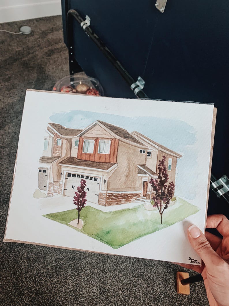 House Portrait| Hand Painted Custom Home Painting| Watercolor House ...