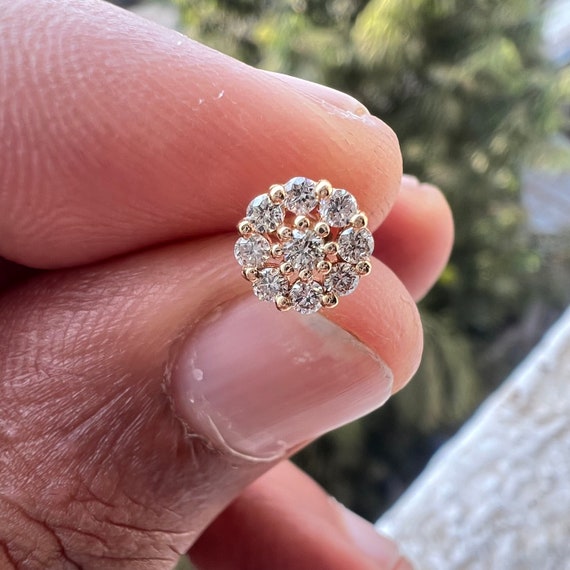 Natural Diamond 18K Solid Yellow Gold 16G Internally Treaded Lip Labret Nose Stud 1.60mm Round Diamond Stud Nose Pin Screw Nose Pin Etsy Canada