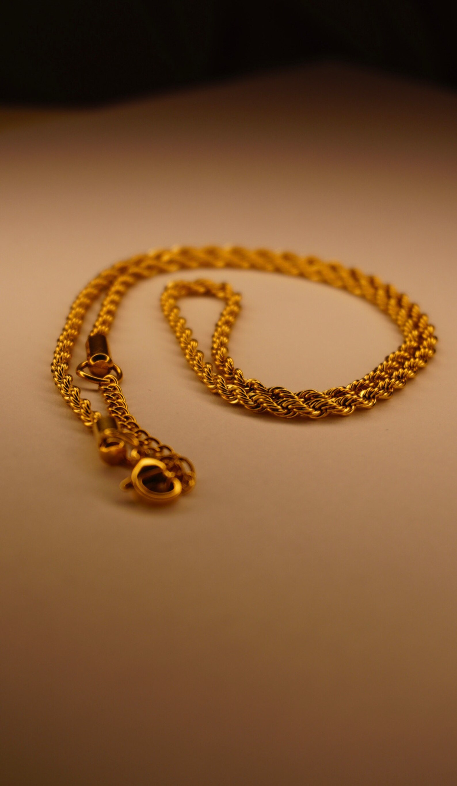 18K Gold Rope Chain Necklace, Mens Gold Chain, 3mm Gold Rope Chains ...