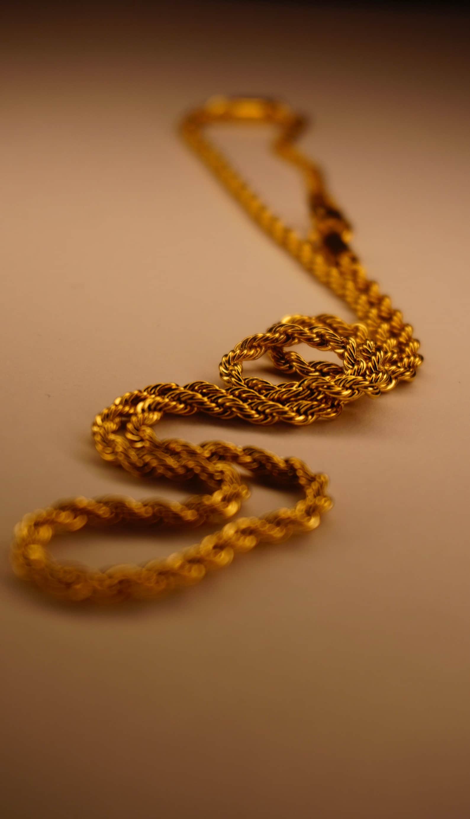 18K Gold Rope Chain Necklace, Mens Gold Chain, 3mm Gold Rope Chains ...