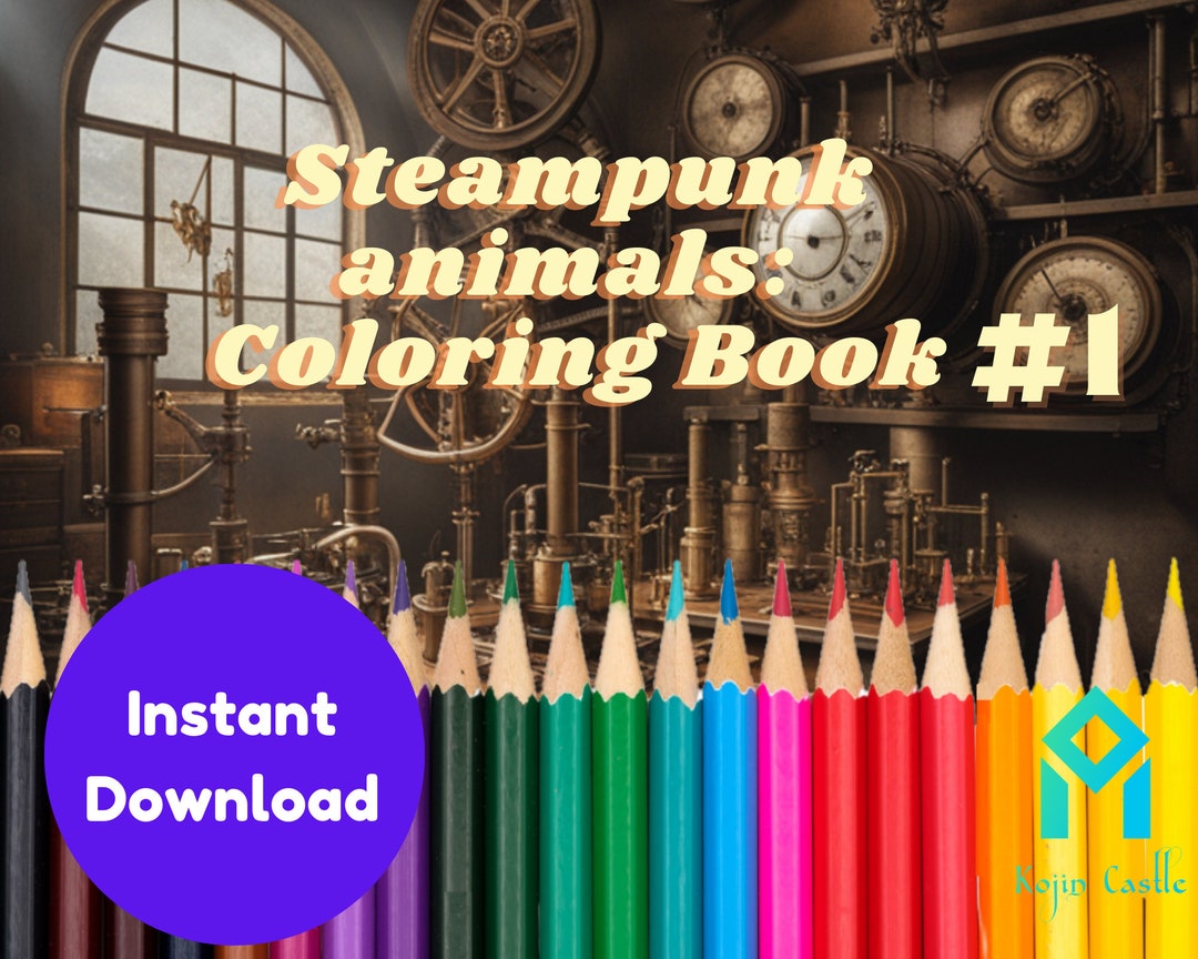 Printable Steampunk Animals Coloring Book – Retro-futuristic Activity ...