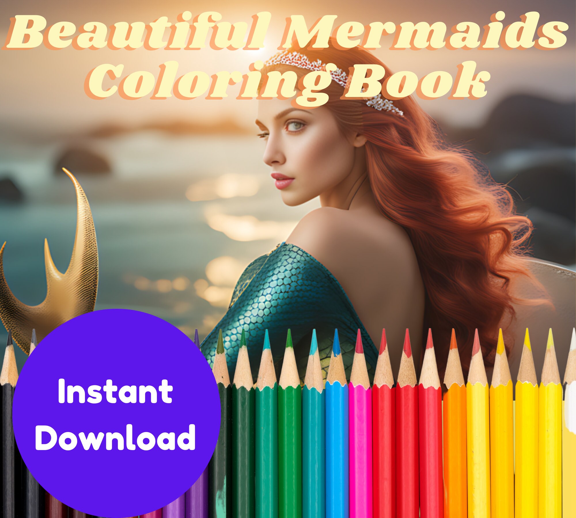 Printable Beautiful Mermaids Coloring Book- Classroom Mermaid Pre-k ...