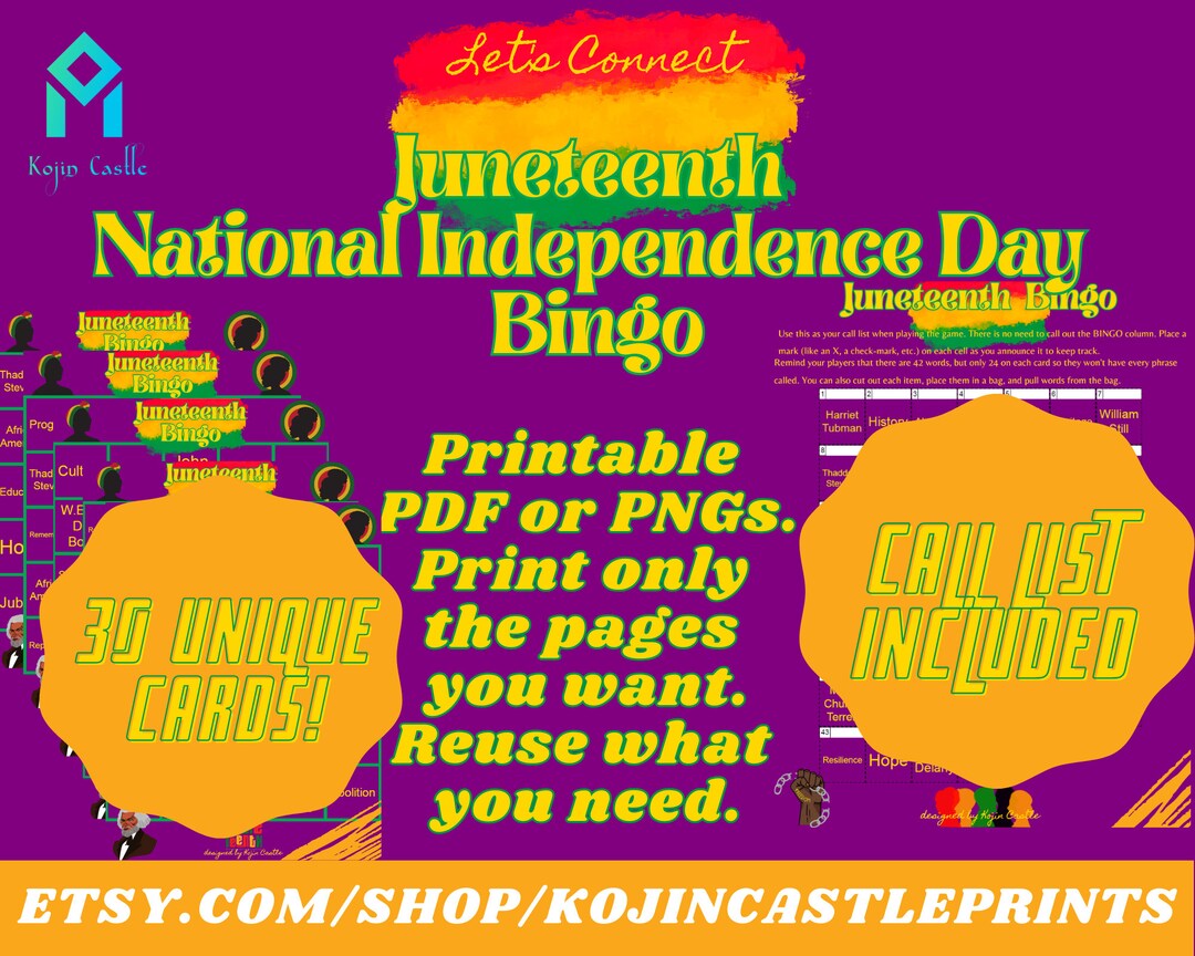 Juneteenth National Independence Day Bingo for Kids, Mobile-friendly ...