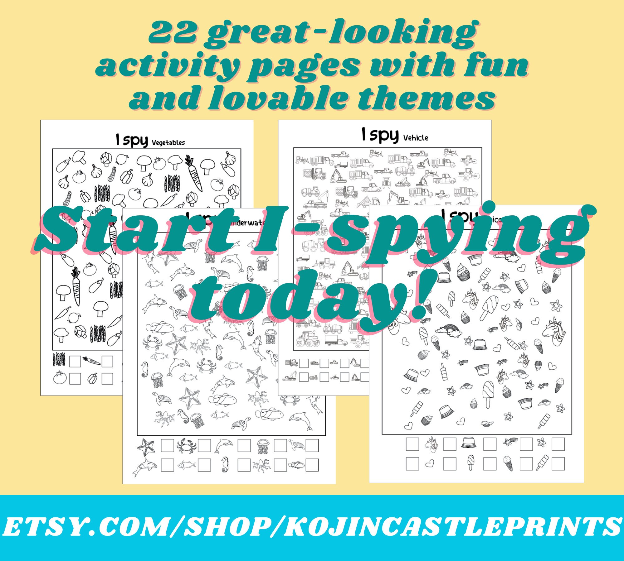 Printable I-spy Game- I-spy Back-to-school Color Counting Busy Book ...