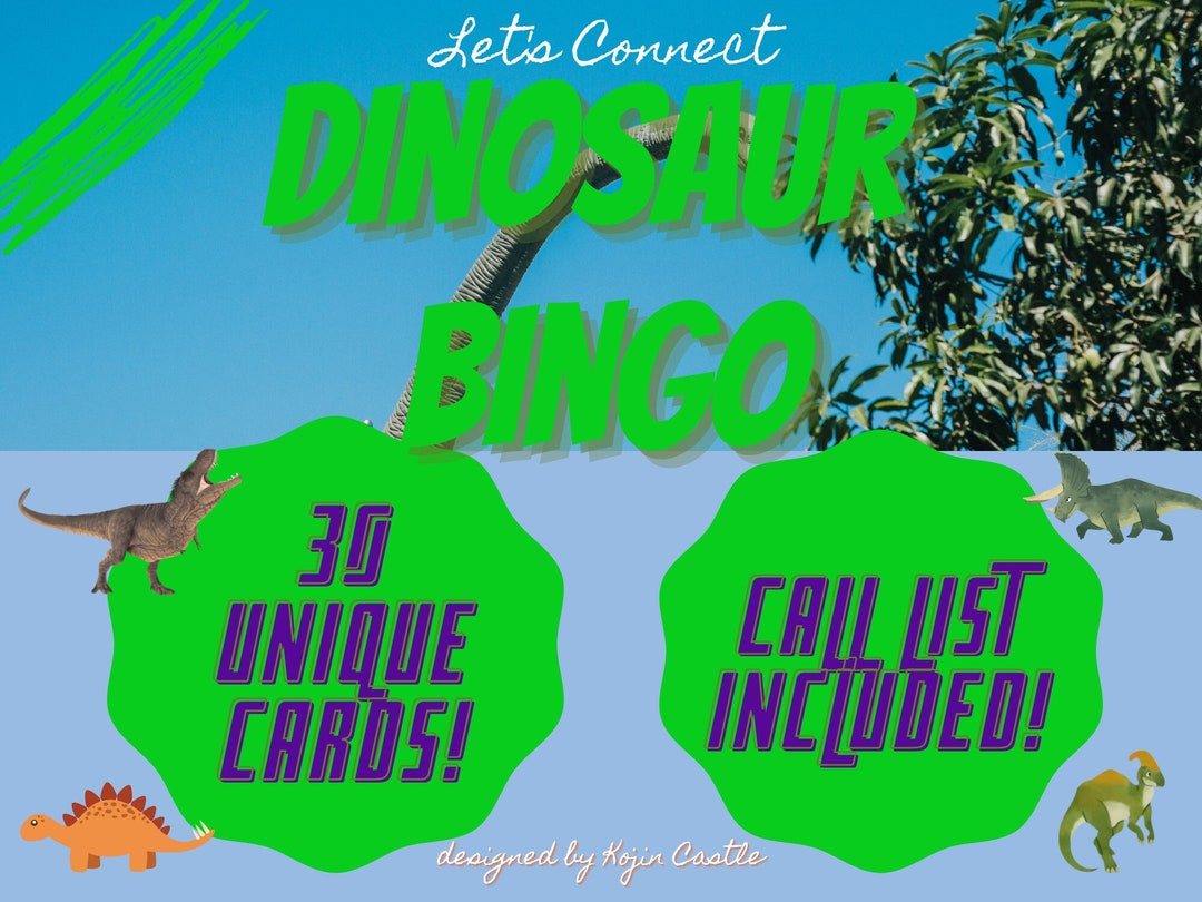 Digital Dinosaur Jurassic Bingo for Kids– Group Family Dinosaur ...