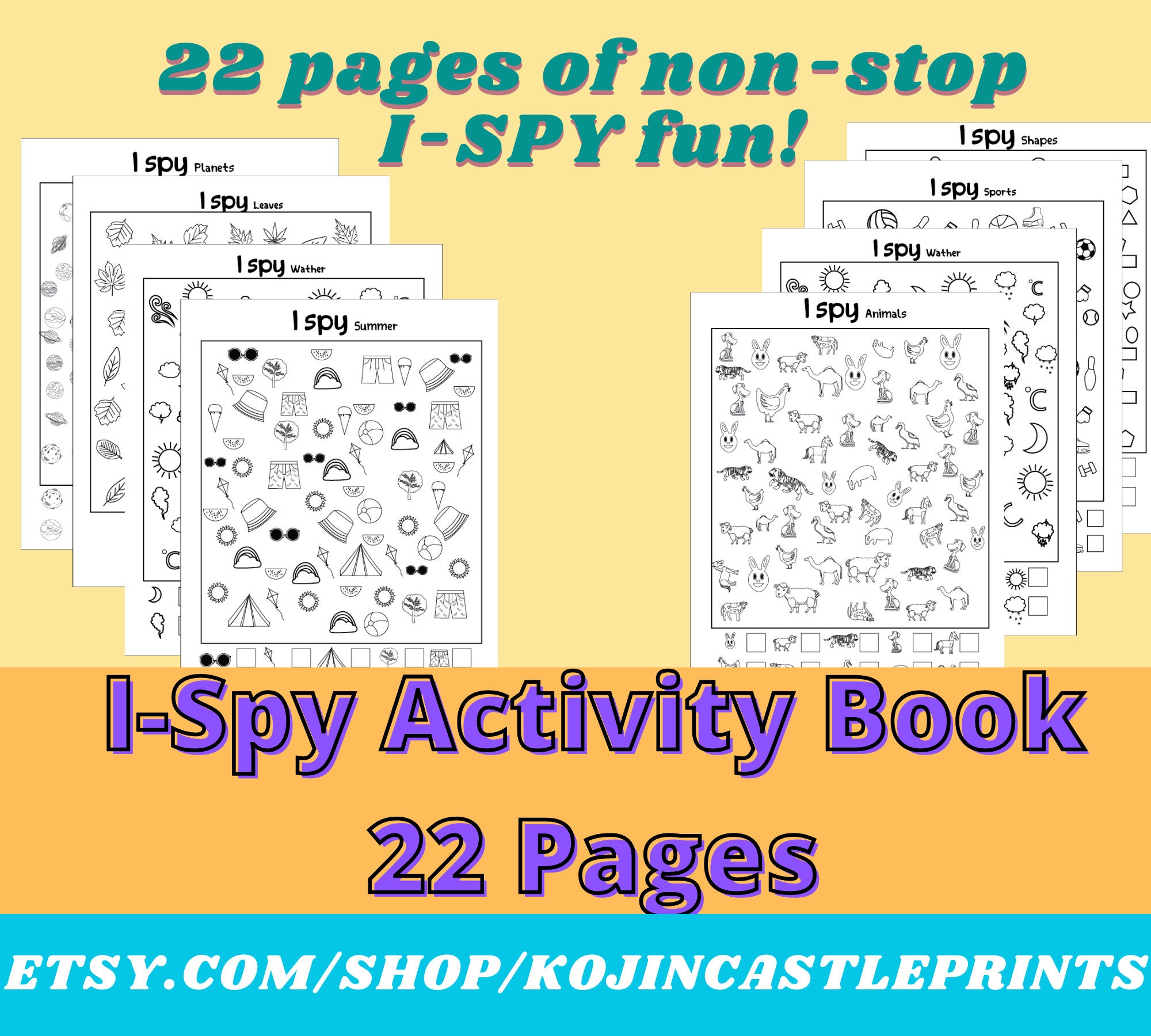 Printable I-spy Game- I-spy Back-to-school Color Counting Busy Book ...