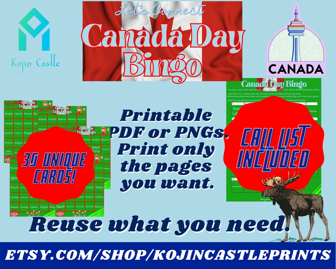 Celebrate Canada Day Bingo for Kids, Fête Du Canada Mobile-friendly ...