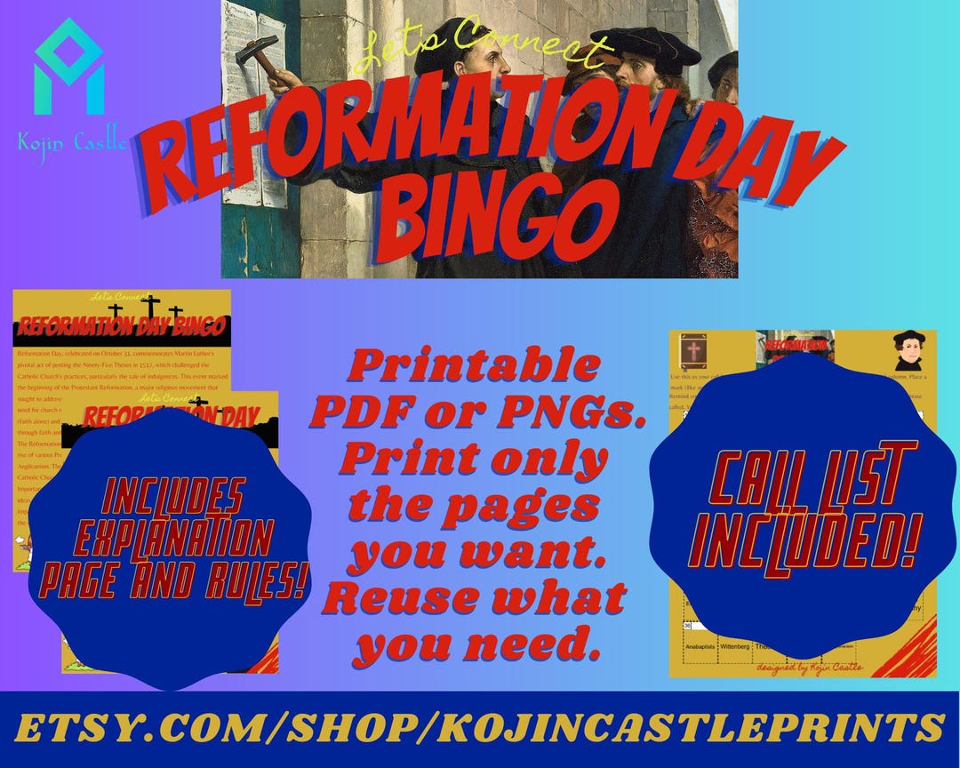 Reformation Day Bingo for Kids Mobile-friendly, Digital, Printable PDF ...