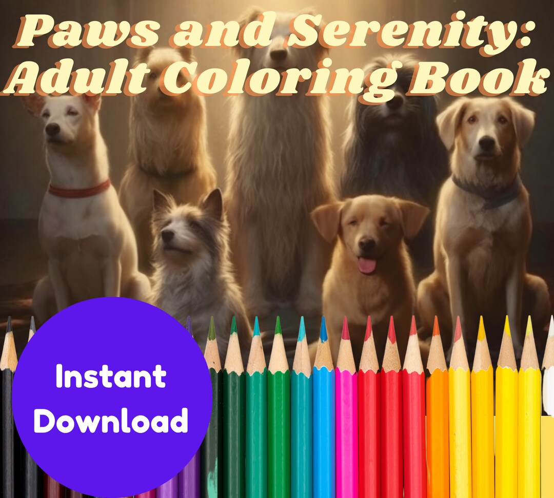 Printable Zen Dogs Adult Coloring Book- Calming Doggos Coloring Book ...
