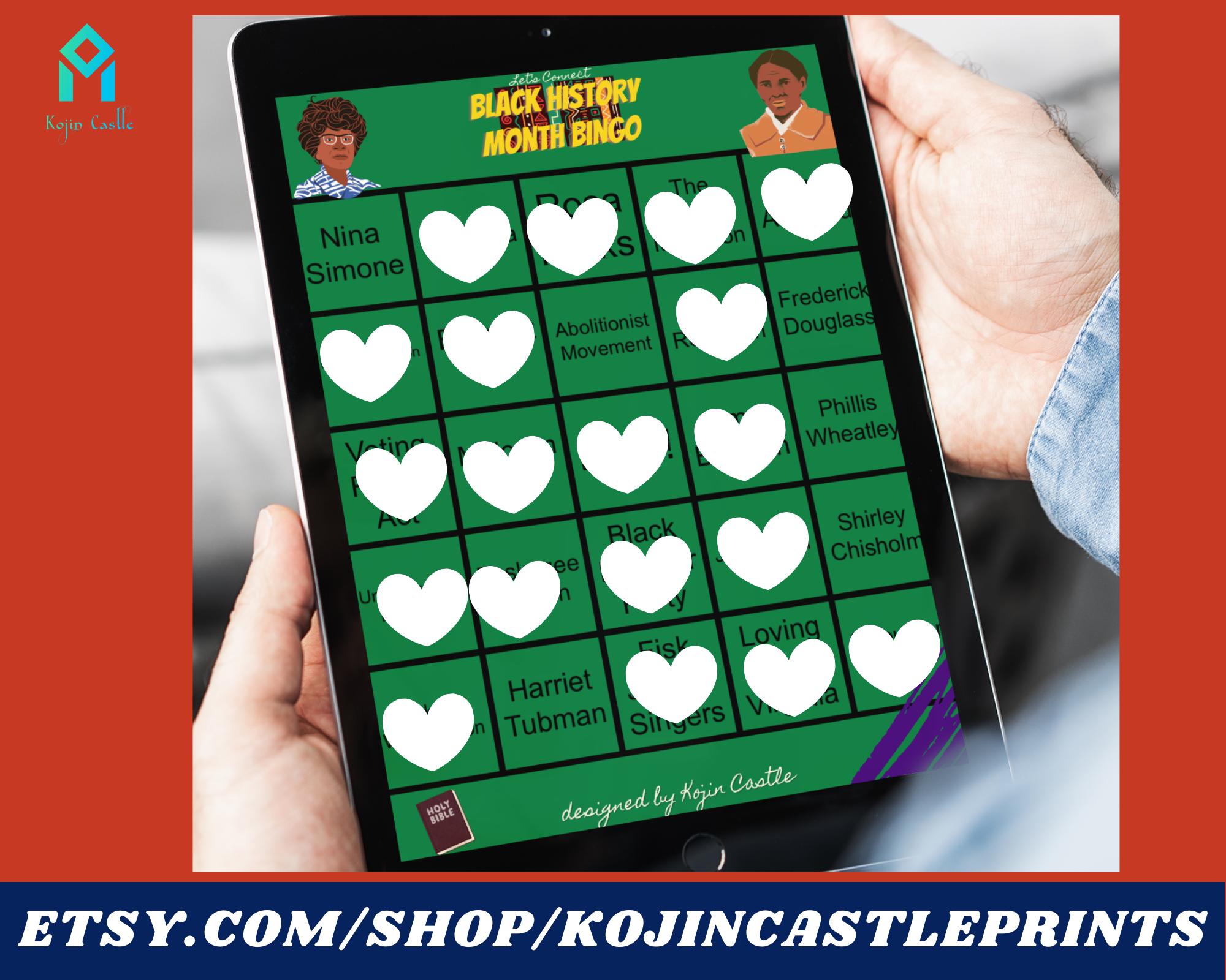 Black History Month Printable Bingo, Group Family Black History Party ...