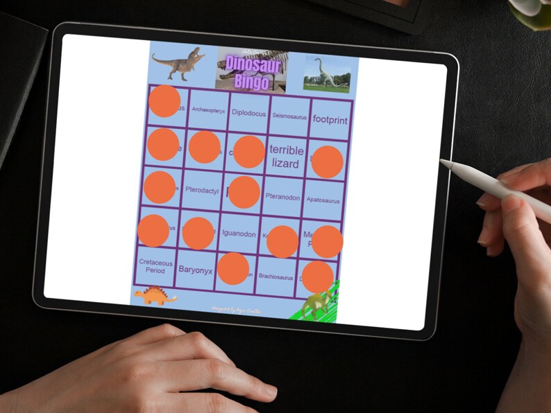 Digital Dinosaur Jurassic Bingo for Kids Group Family Dinosaur Birthday ...