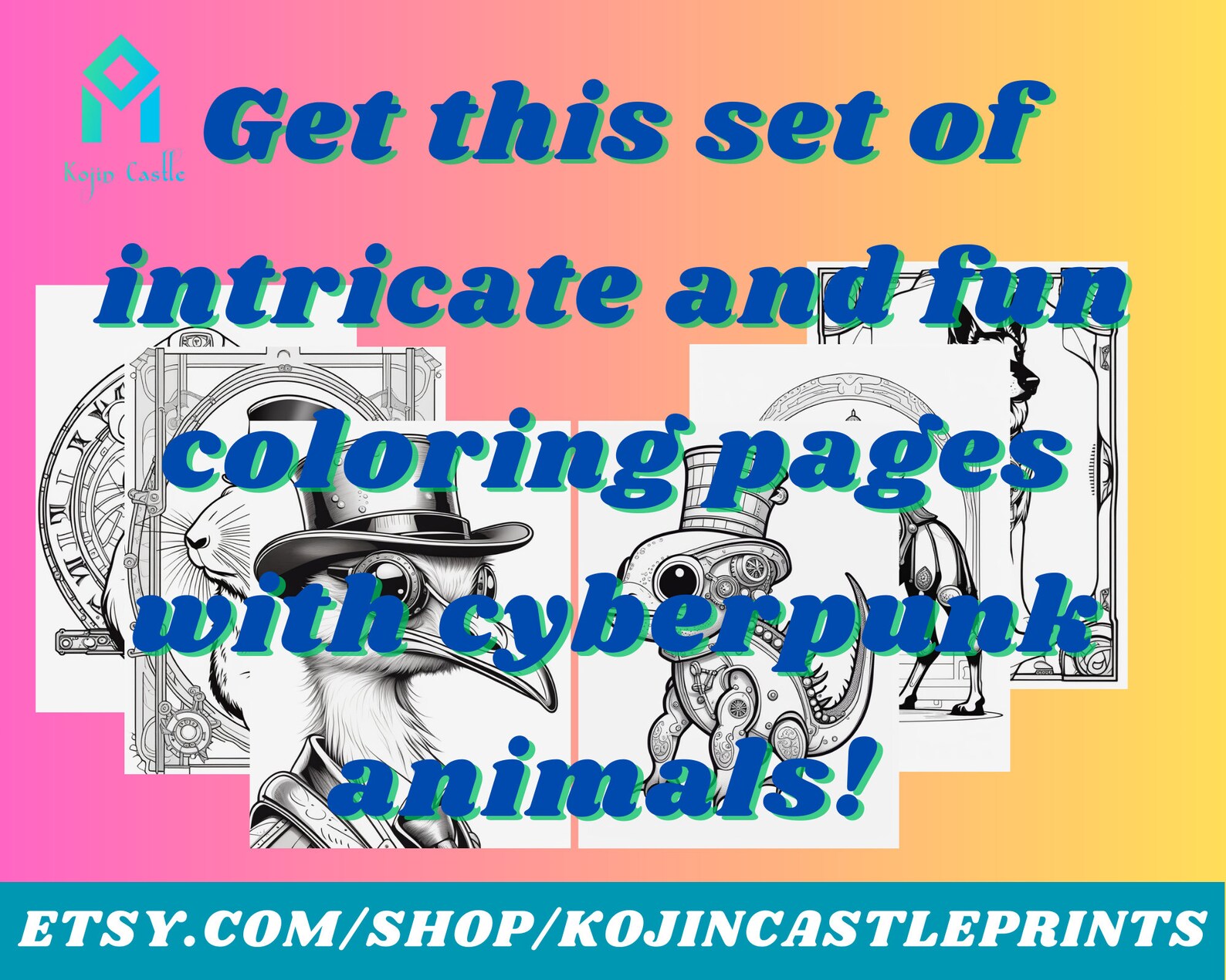 Printable Steampunk Animals Coloring Book – Retro-futuristic Activity ...