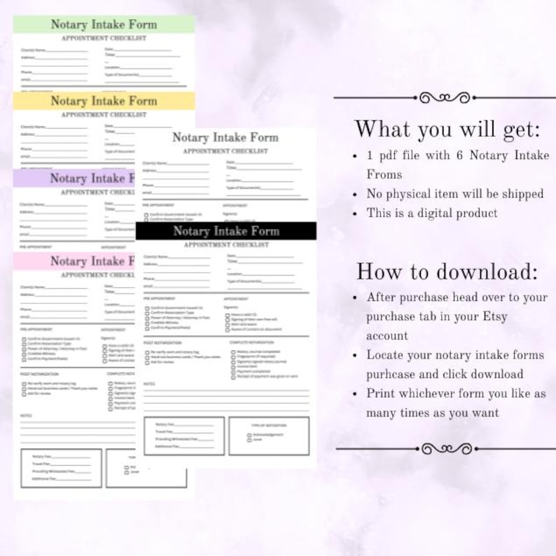 Notary Public Intake Form | PDF for Mobile Notary & Loan Signing ...