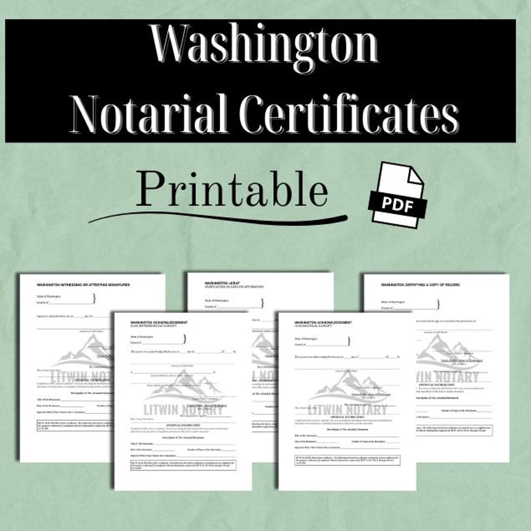 Washington State Notary Certificates – Short Form PDF | Acknowledgment ...