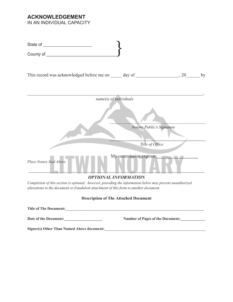 Short Form Notary Certificates – Instant Download | Printable Notarial ...