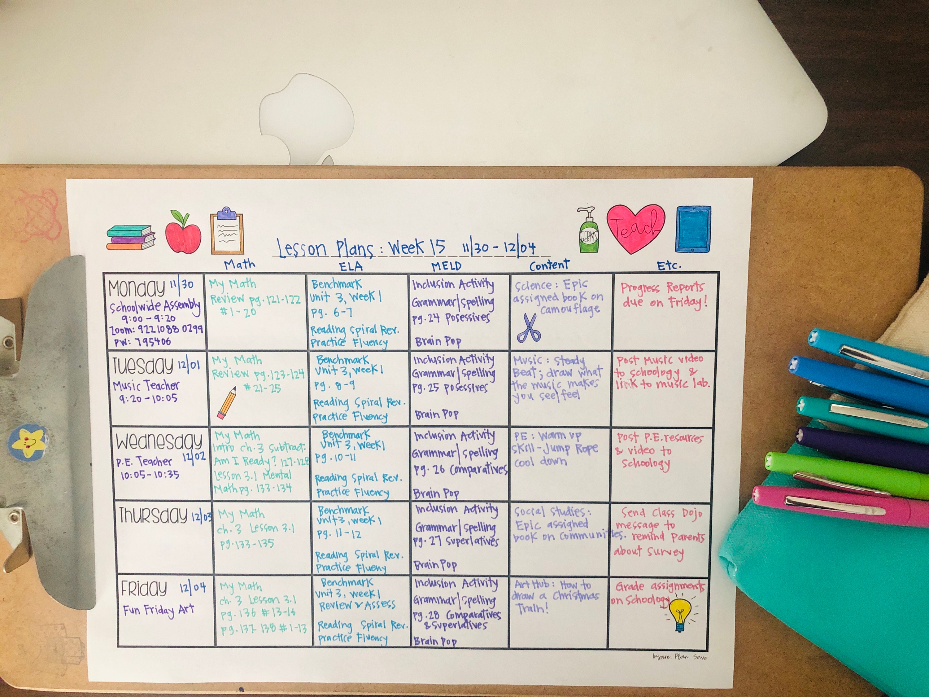 School Teacher Themed Weekly Planning Sheets 3 Digital Planning Sheets ...