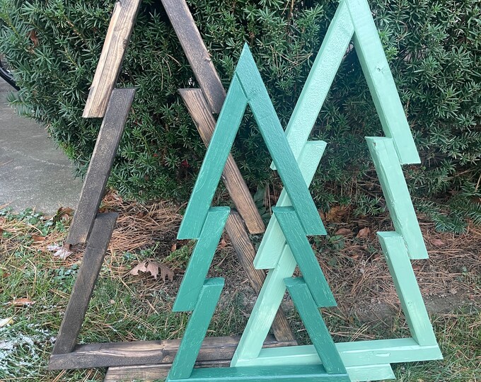 Standing Christmas Tree Decor, Wooden Christmas Tree, Rustic Wood ...