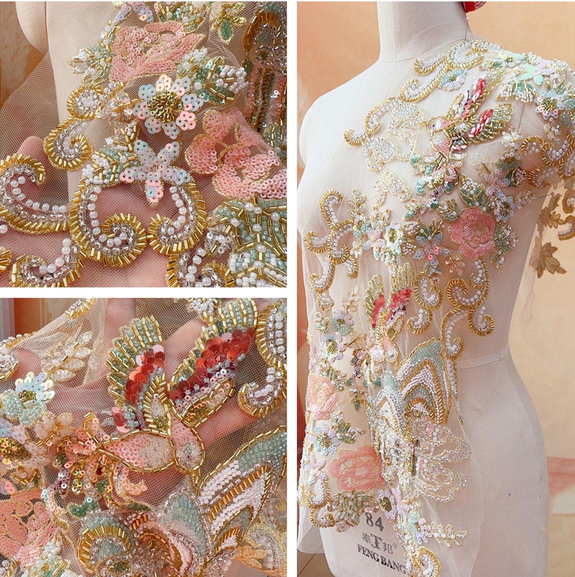 Sequin Beaded Lace Applique Beaded Colorful Lace Motif 3D Butterfly ...