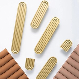 Boho Rainbow Brass Drawer Pulls Knobs, Matte Gold Dresser, Minimalist ...