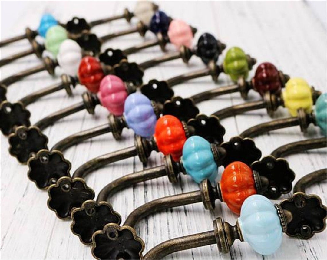 Colorful Ceramic Pumpkin Hook Rustic Hooks Wall Hook Curtain Tie Backs ...