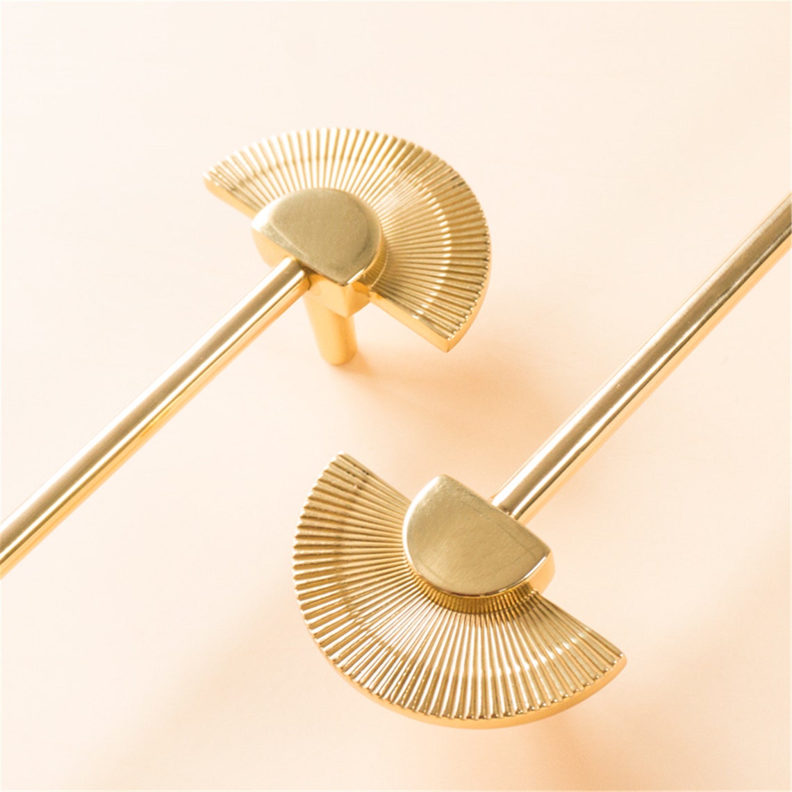 Brass Fan-Shaped Handle Pure Brass Modern Golden Light Luxury | Etsy