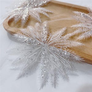 Snowflakes White Motif With Sequin Snowflakes Lace Applique Patches ...