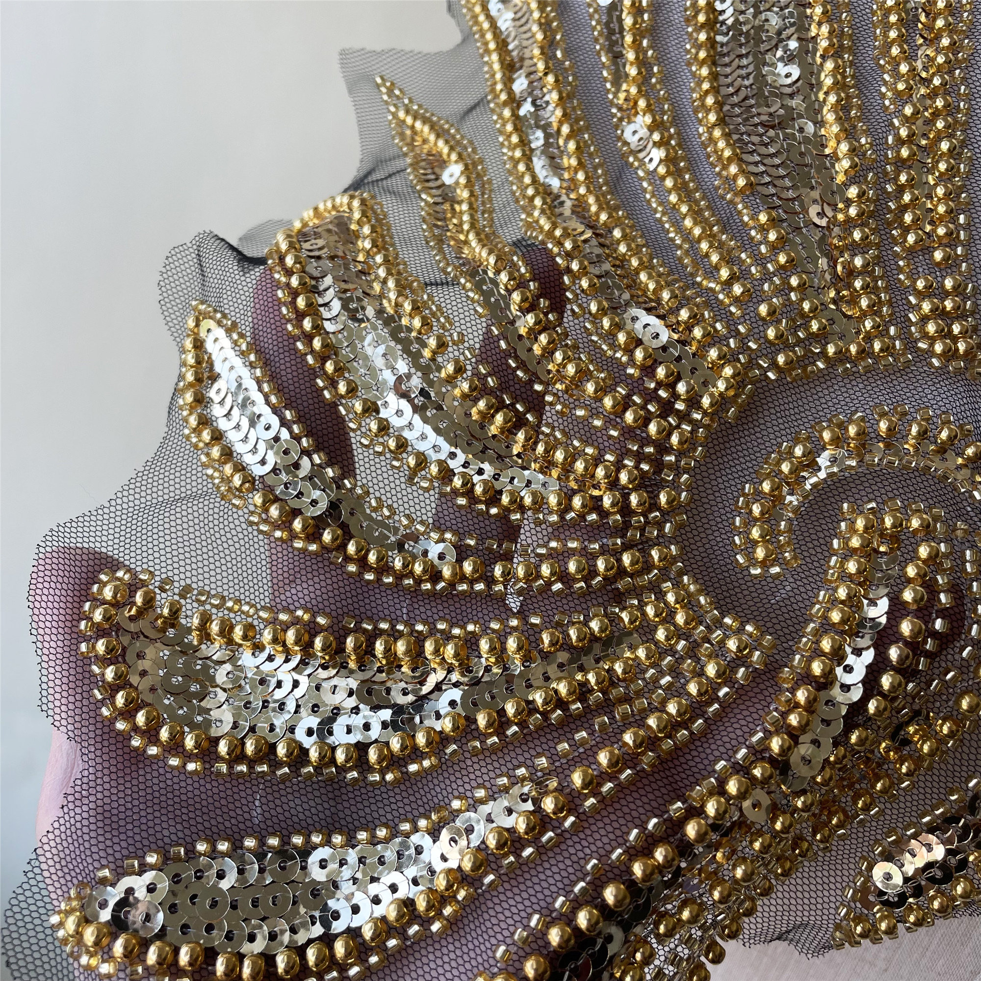 Beaded Gold Wing Applique Golden Patches Wing Lace Motif Embroidery ...