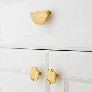Sunflower Knobs,semicircle Pulls, Golden Wardrobe Pull, Brass Circle Kitchen Cabinet Knob ...