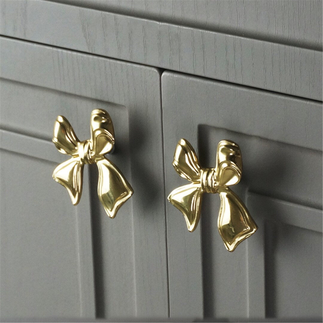 Creative Bow Brass Handle Modern Round Drawer Pulls Wardrobe - Etsy
