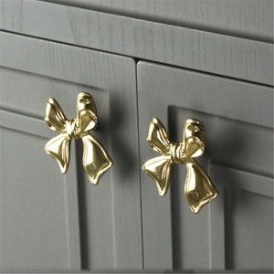 Creative Bow Brass Handle Modern Round Drawer Pulls Wardrobe - Etsy