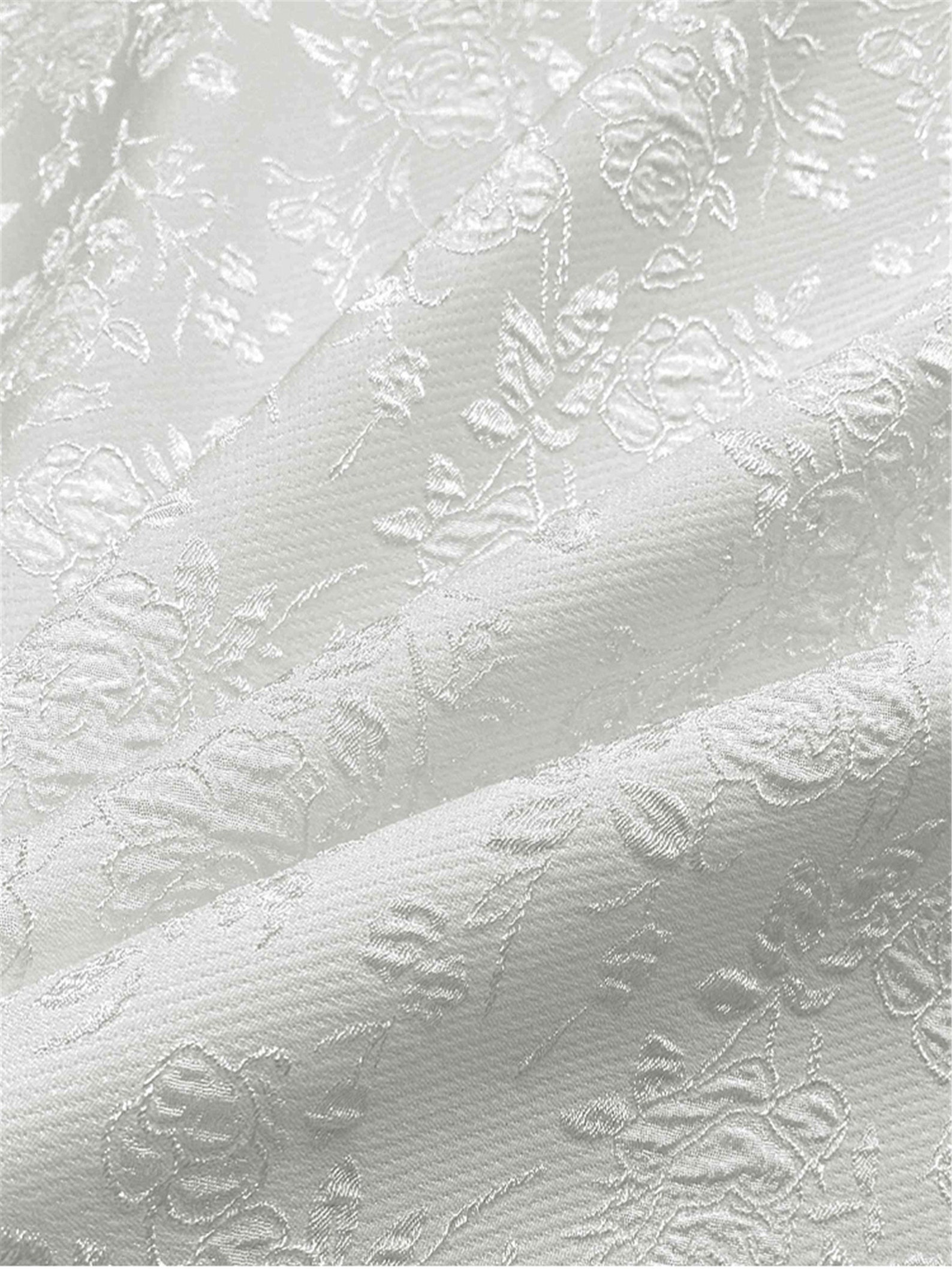 White Brocade Floral Embroidery Emboss Jacquard Antique Embossed ...