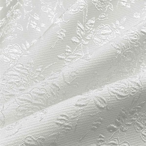 White Brocade Floral Embroidery Emboss Jacquard Antique Embossed ...