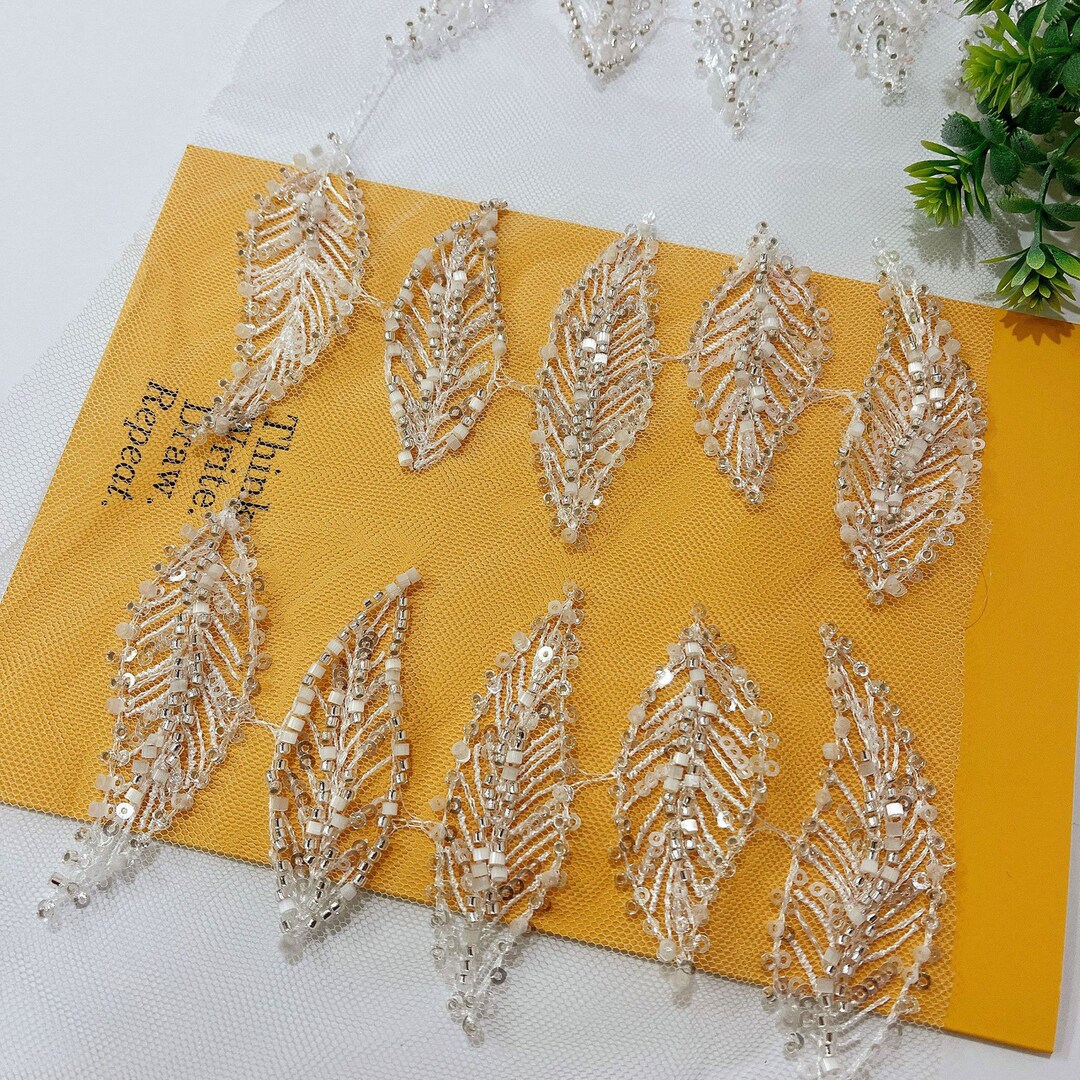 Beaded Leaves Patches With Sequin Leaves Decorative Beaded Leaves ...