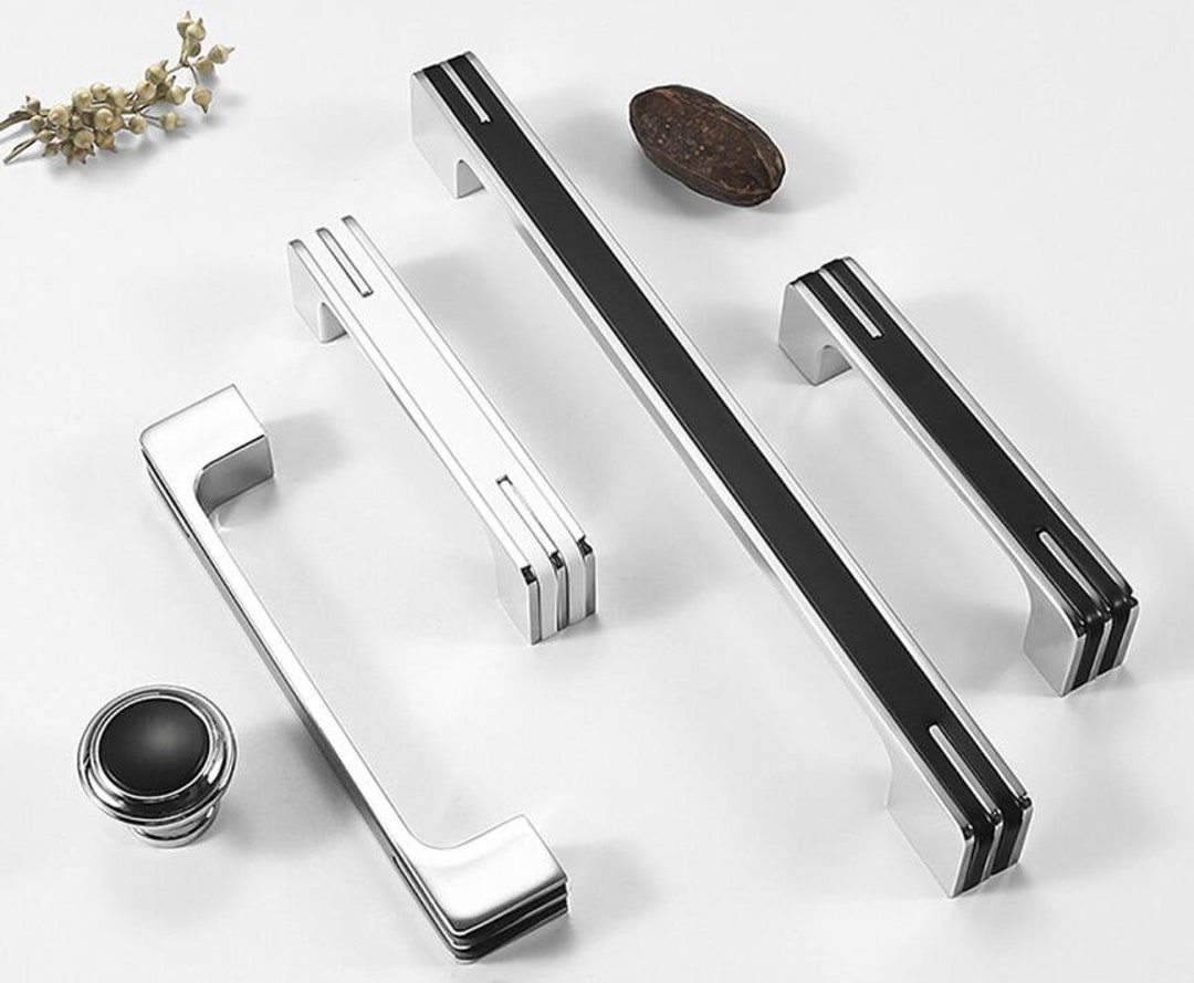 White Chrome Cabinet Handles Hardware Cabinet Handles and - Etsy