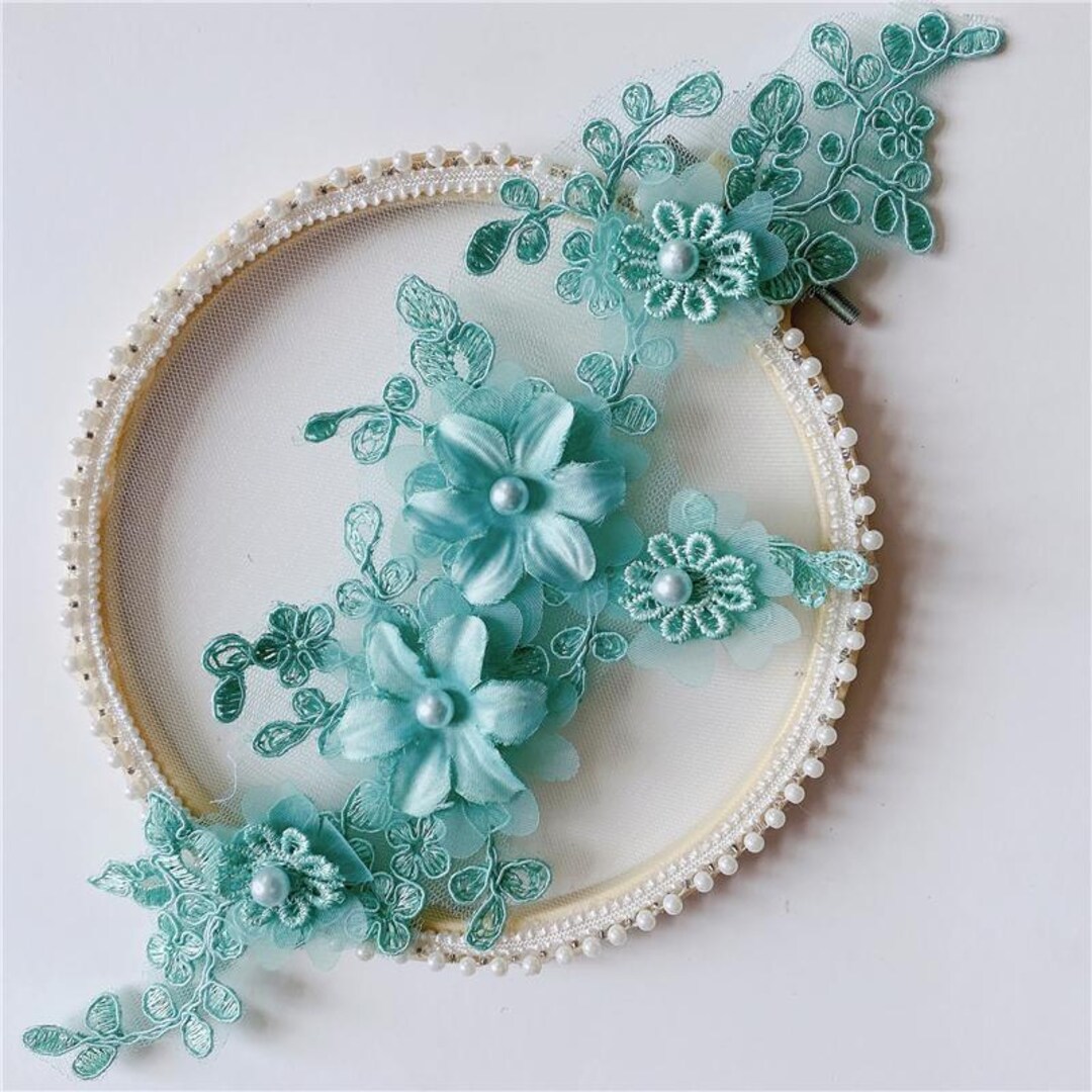 Beaded 3D Floral Lace Patches Leaves Embroidery 3D Flower Motif Bridal ...