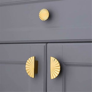 Sunflower Knobs,semicircle Pulls, Golden Wardrobe Pull, Brass Circle Kitchen Cabinet Knob ...