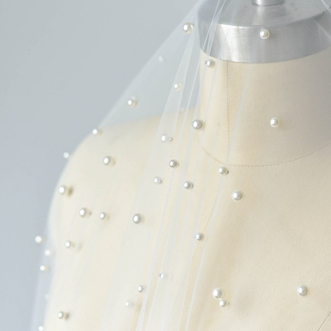 3 or 1.5 Meters Width Big and Small Bead Pearl Tulle Lace Fabric ...