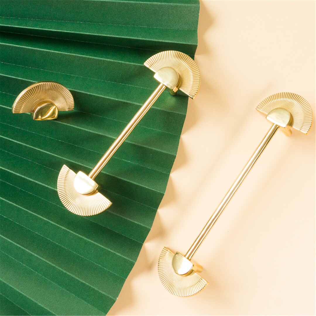 Brass Fan-shaped Handle Pure Brass Modern Golden Light Luxury - Etsy