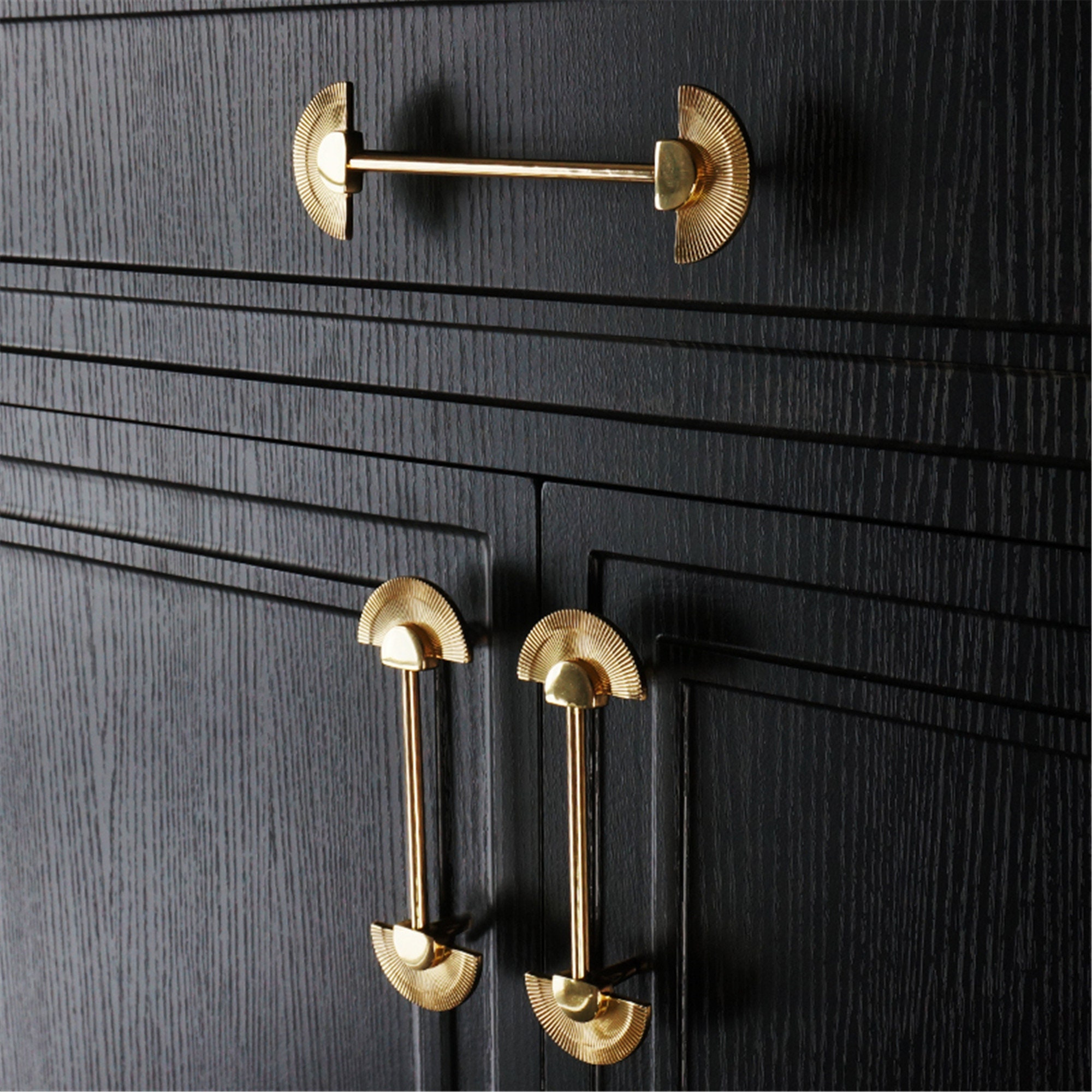 Brass Fan-shaped Handle Pure Brass Modern Golden Light Luxury - Etsy